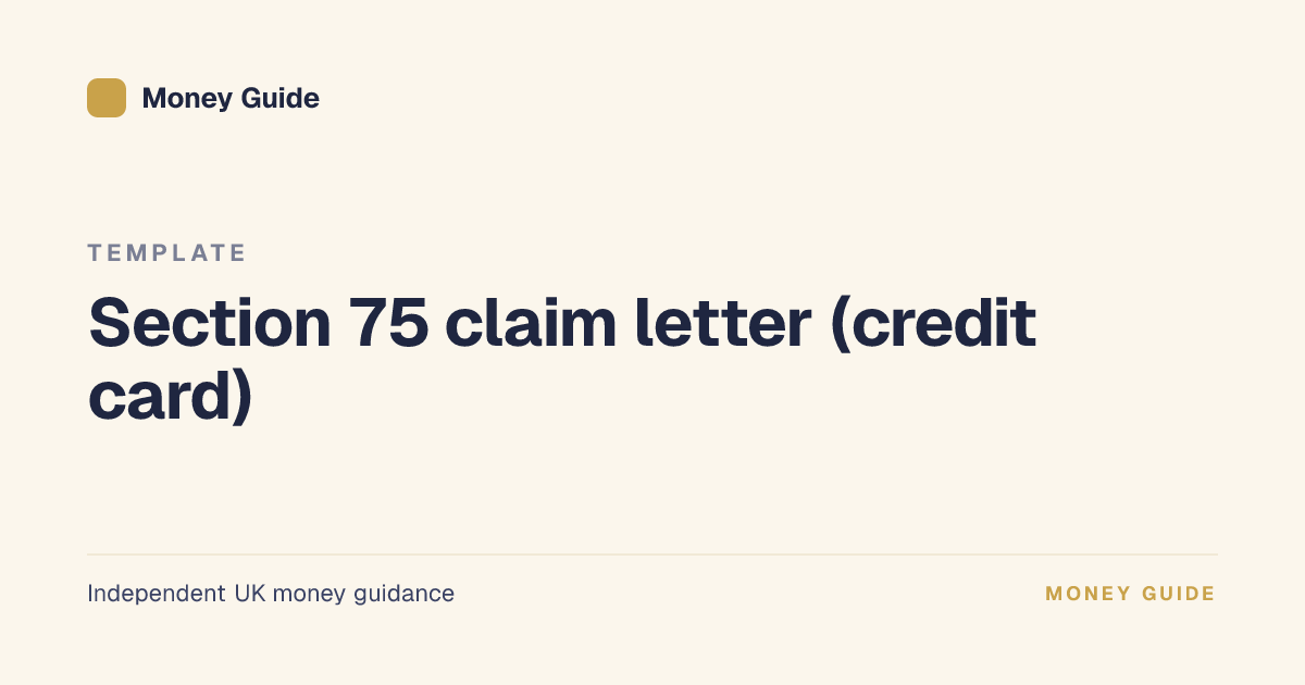 Section 75 claim letter (credit card) · Money Guide